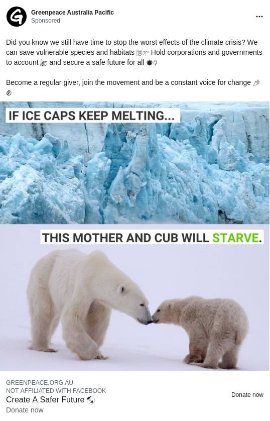 Donate to Greenpeace | Climate Change Crisis TV ad Ad - Bigdatr