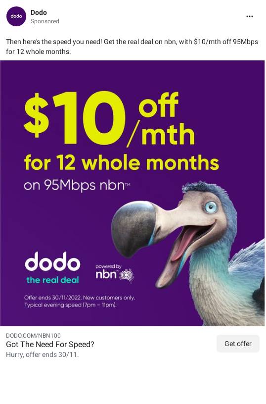 NBN 100 plan – Dodo Ad