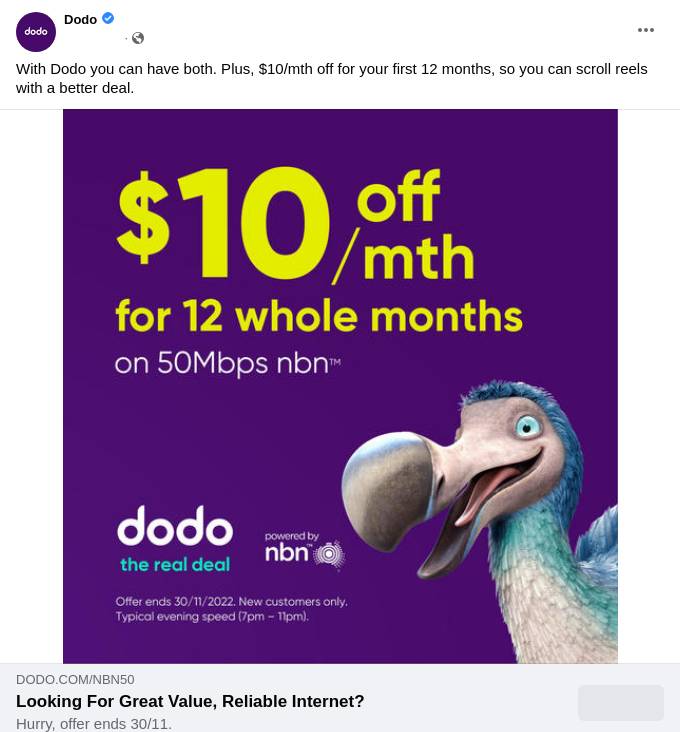 NBN 50 plan – Dodo Ad - Bigdatr