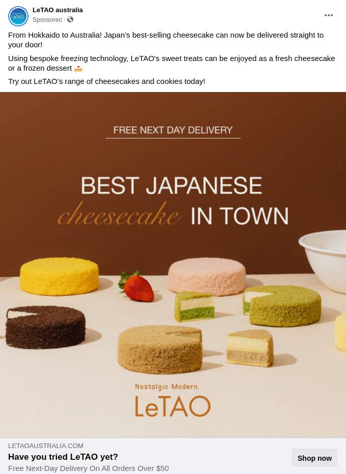 LeTAO australia Ad - Bigdatr