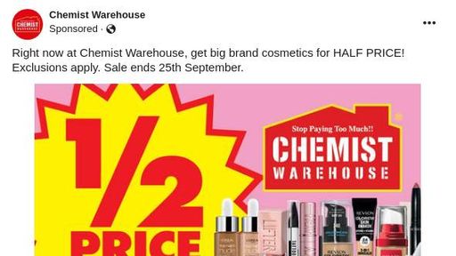 Chemist Warehouse Ad - Bigdatr